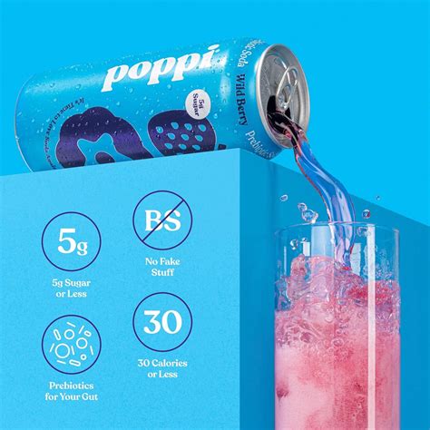 Poppi 16oz Sparkling Prebiotic Soda Low Calorie And Low Sugar Wild Berry