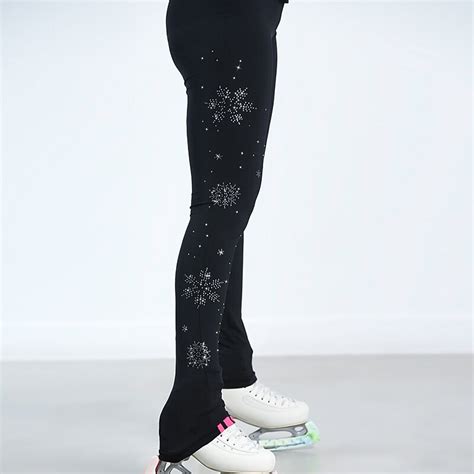 Figure Skating Pants Womens Girls Ice Skating Tights Black Fleece