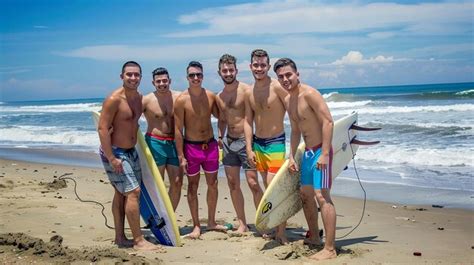 Group Of Men Enjoying In The Beach Premium Ai Generated Image