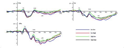 The Grand Average Of Event Related Potentials Erp Elicited For The