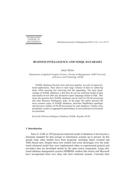 Business Intelligence And Nosql Databases Docslib