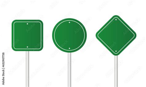 Realistic Blank Green Street And Road Signs Isolated Vector Set Of