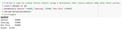 Python Series Practice Questions With Solutions Part I Series Creation