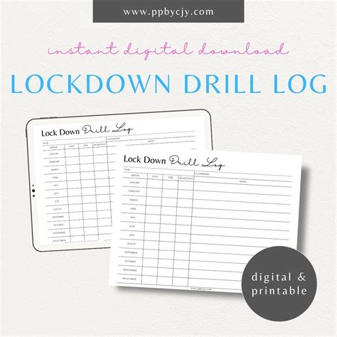 Lockdown Drill Log Printable Template Digital Download Emergency