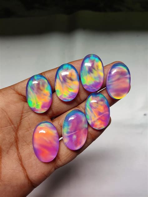 Amazing Pink Rare Aurora Opal Himalayan Crystal Doublets Unique Flash
