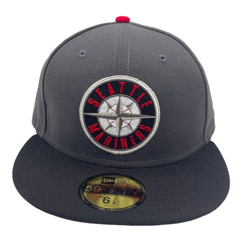 Seattle Mariners New Era Graphite Black Bill With Compass Logo 59fifty