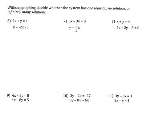 Without Graphing Decide Whether The System Has One Solution No Solution