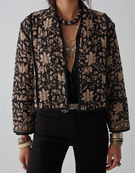 Maison Hotel Leaf Print Jacket Black