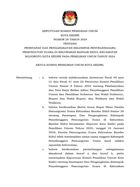Format Keputusan Sk Pengangkatan Kpps 2 Pdf