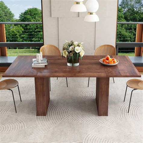 78 Inch Dining Table Modern Farmhouse Wooden Rectangular Kitchen Table Giratree