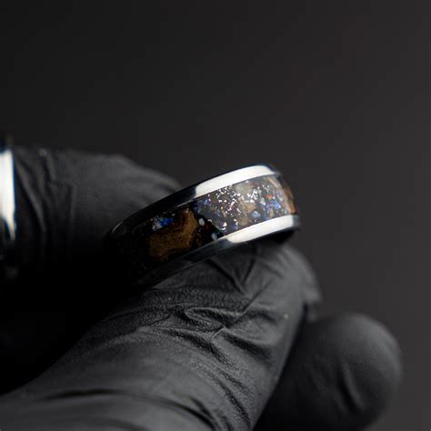 Dinosaur Bone Mens Ring T Rex Fossil Tyrannosaurus Meteorite Ring