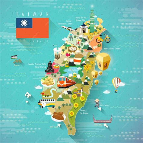 台湾の旅行地図 プレミアムベクター
