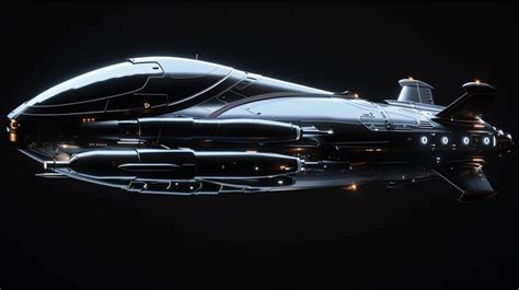 Premium Photo A Sleek Black Spaceship With Glowing Blue Lights