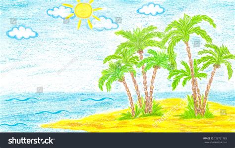Island Drawing With Pencil