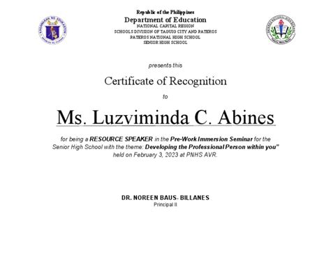 Work Immersion Certificate Pdf