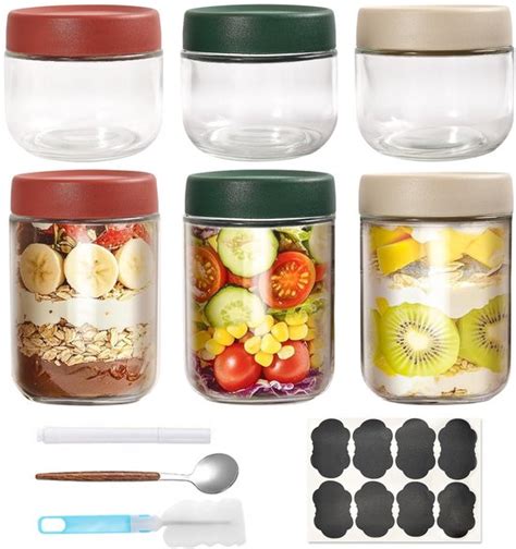 Liliume 6 Pack Overnight Oats Potten 300ml En 500ml Kleurmengset