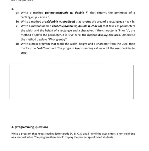 Solved Java Ods A Write A Method Perimeter Double W Chegg
