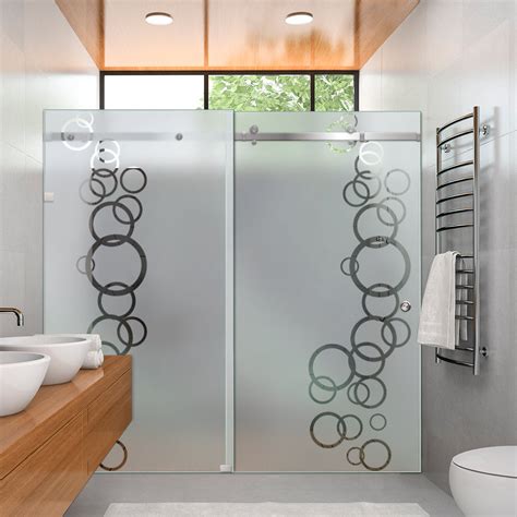 Elegant Sliding Tempered Glass Shower Door With Frosted Design