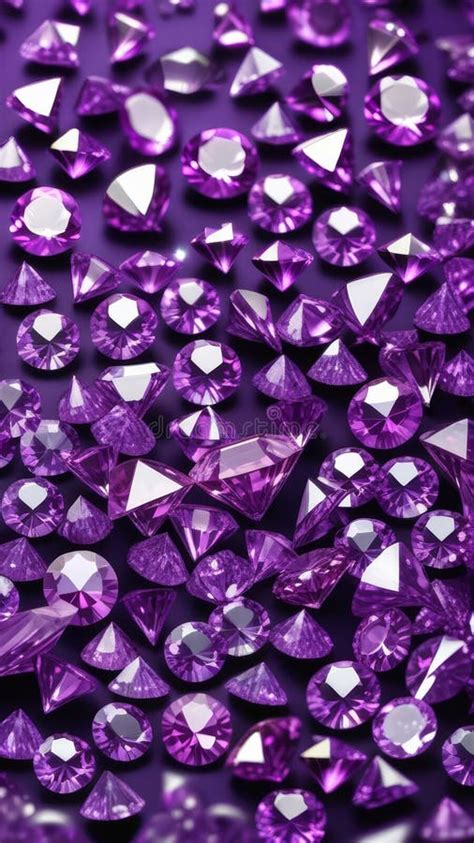 Top View Of Beautiful Luxurious Background Of Purple Diamonds Stock