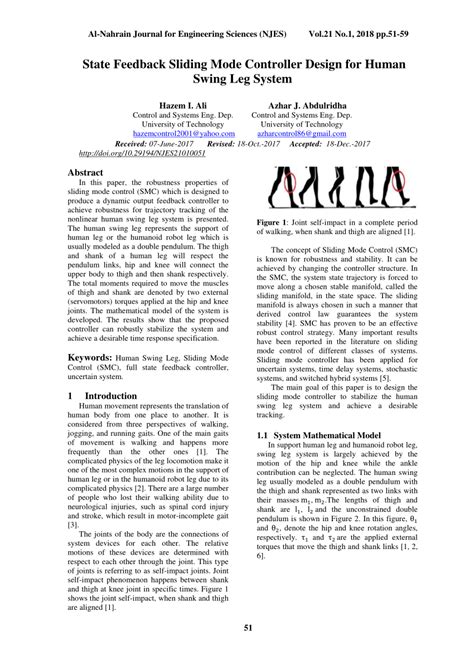 Pdf State Feedback Sliding Mode Controller Design For Human Swing Leg
