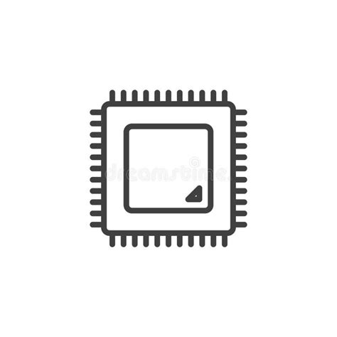 Computer Chip Line Icon Stock Vector Illustration Of Electronic