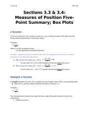 Section 33 And 34 Measures Of Position Five Point Summary Box Plots