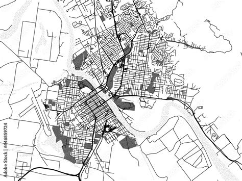Greyscale Vector City Map Of Rockhampton In Australia With With Water Fields And Parks And