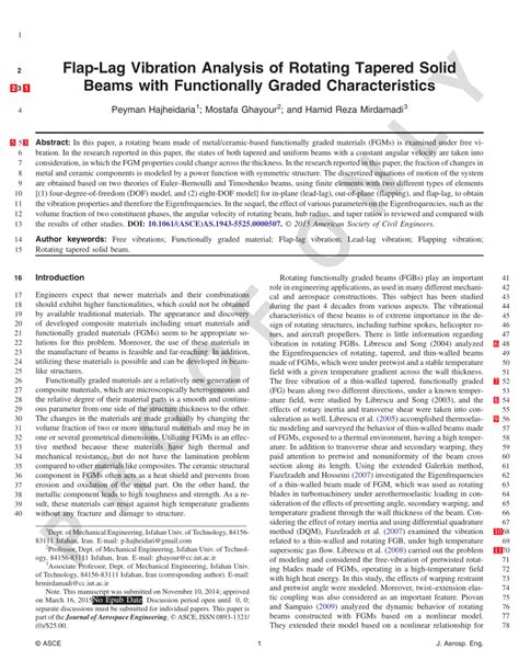 Pdf Flap Lag Vibration Analysis Of Rotating Tapered Solid Beams With