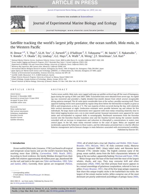 Pdf Satellite Tracking The Worlds Largest Jelly Predator The Ocean