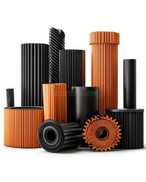 A Collection Of Industrial Components Showcasing Various Shapes And