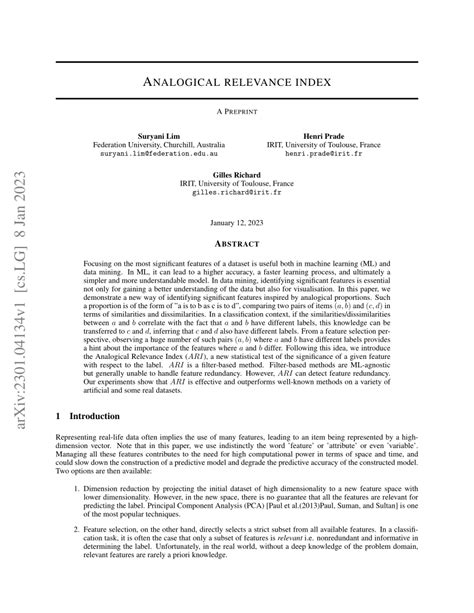 Pdf Analogical Relevance Index