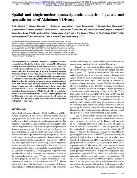 Pdf Spatial And Single Nucleus Transcriptomic Analysis Of Genetic And
