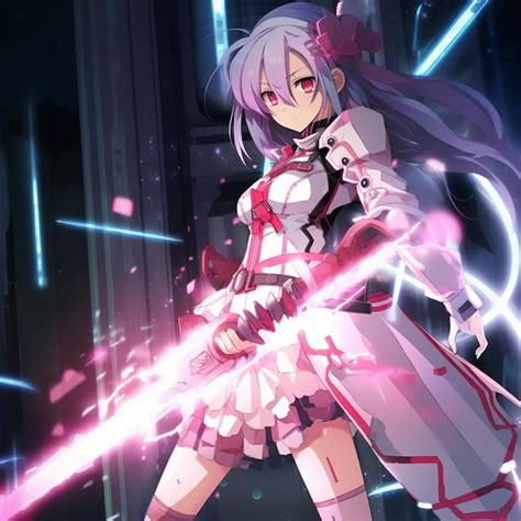 Premium Photo Anime Girl With A Sword And A Pink Light