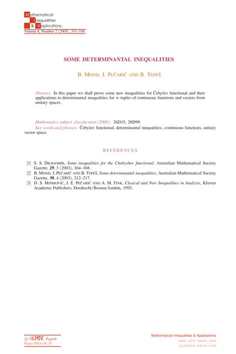 Pdf Some Determinantal Inequalities