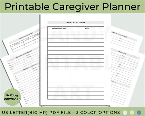 Caregiver Planner Medical Binder Daily Task Log Pdf Printable Etsy Uk