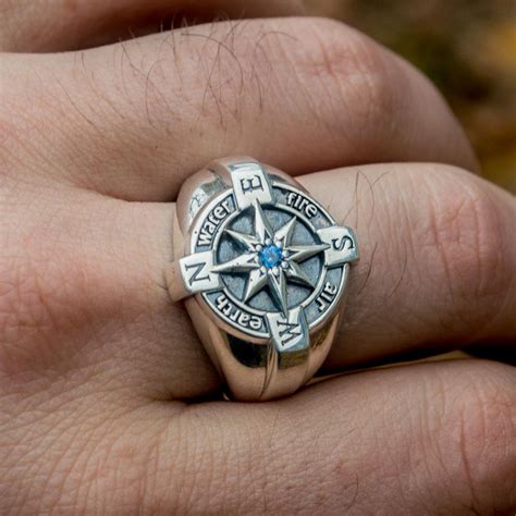 Compass Ring Silver Blue 6 Viking Workshop Touch Of Modern