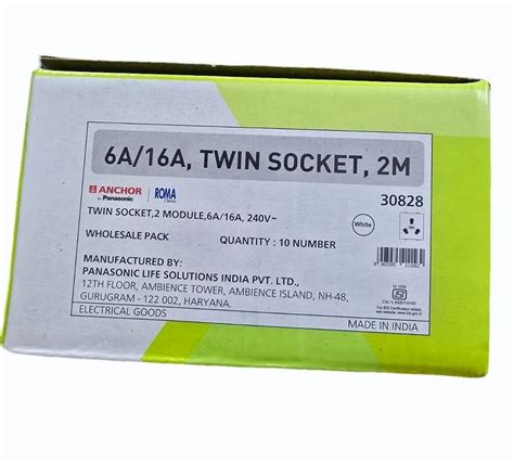Anchor Roma 6a16a Twin Socket At ₹ 50 Anchor Modular Socket In