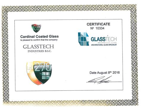 Certificates And Accreditations Glass Tech
