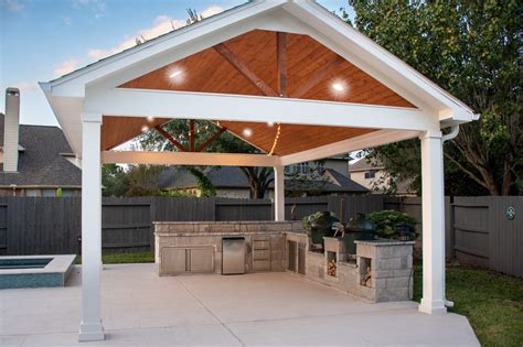 Detached Gable Style Patio Cover With Outdoor Kitchen Hhi Patio Covers