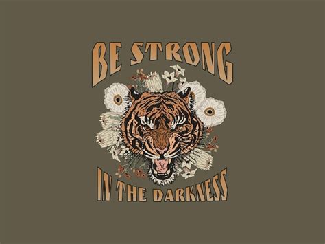 장미 꽃과 호랑이 머리 강력한 인용문이 되십시오 타이포그래피 그래픽 프린트 티셔츠용 패션 드로잉 프리미엄 벡터