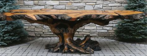 Tree Trunk Table Handcrafted Furniture From Natural Materials Stock
