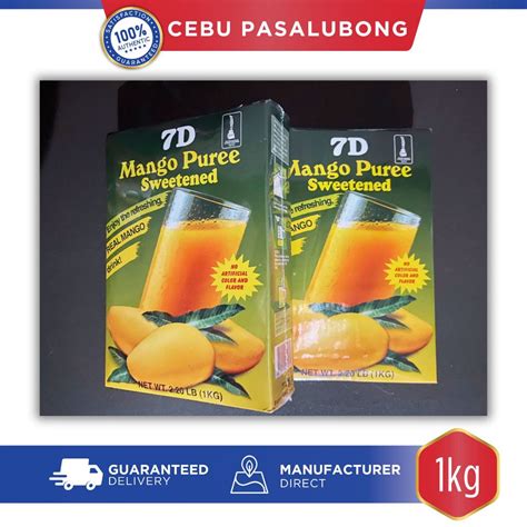 7d Mango Puree Sweetened 1kg Box Cebu Mango Puree Pure Mango Puree Fresh Mango Puree Puree
