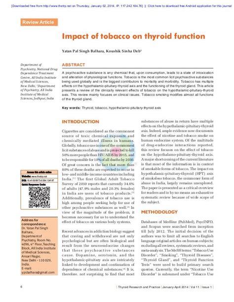 Impact Of Tobacco On Thyroid Function