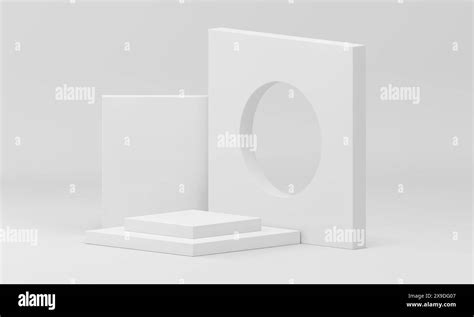 White 3d Podium Geometric Stage Platform Level Basic Foundation Wall