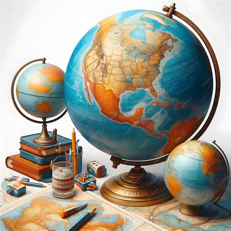 Premium Photo A Globe And Map Set For Geography Lessons Isolated On A