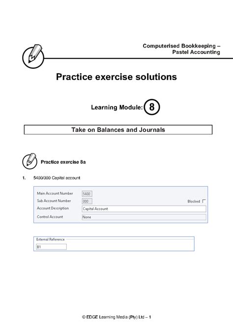 Lm8 Practice Exercise Solutions On Balances And Journals Studocu