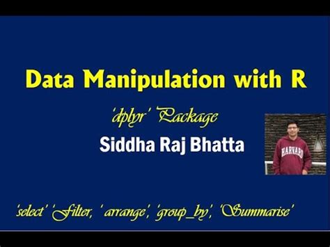 R Dplyr Dplyr Package In R For Data Manipulation YouTube