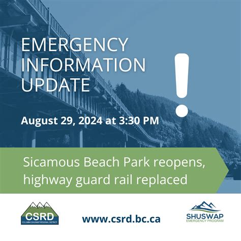 Sicamous Beach Park Reopens Highway Guard Rail Replaced News