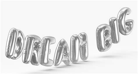 3d Foil Baloon Words Dream Big Silver Model Turbosquid 1740126