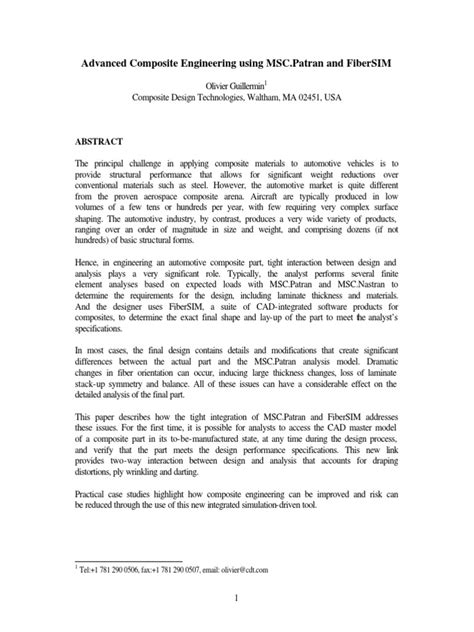 Advanced Composite Engineering Using Msc Patran And Fibersim Pdf